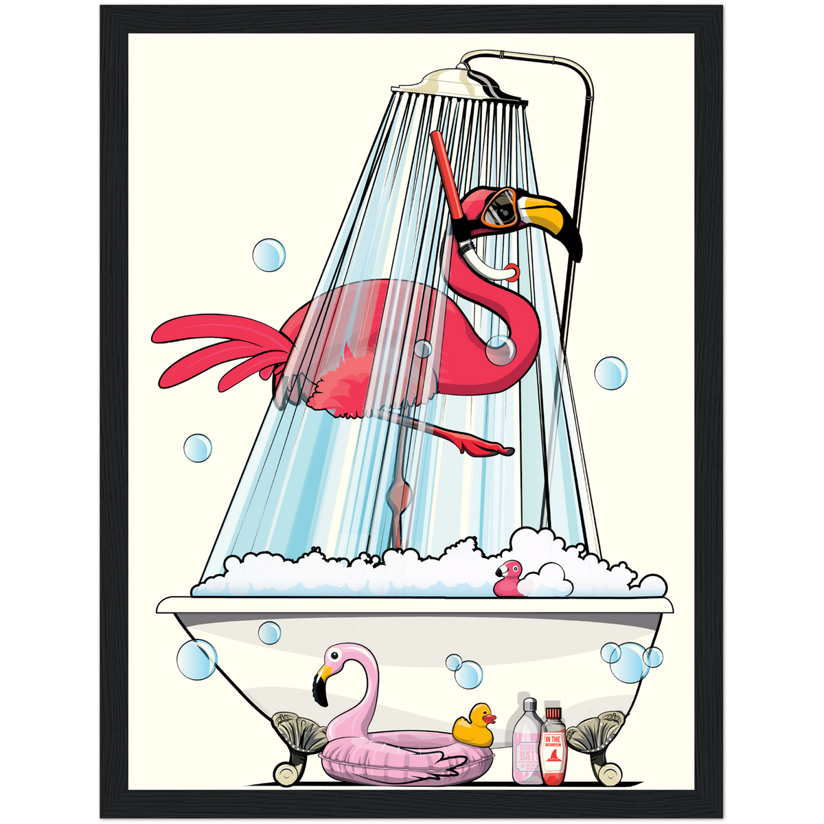 Flamingo Bathroom Shower Poster, Funny Bathroom Humour Poster - wyatt9.com