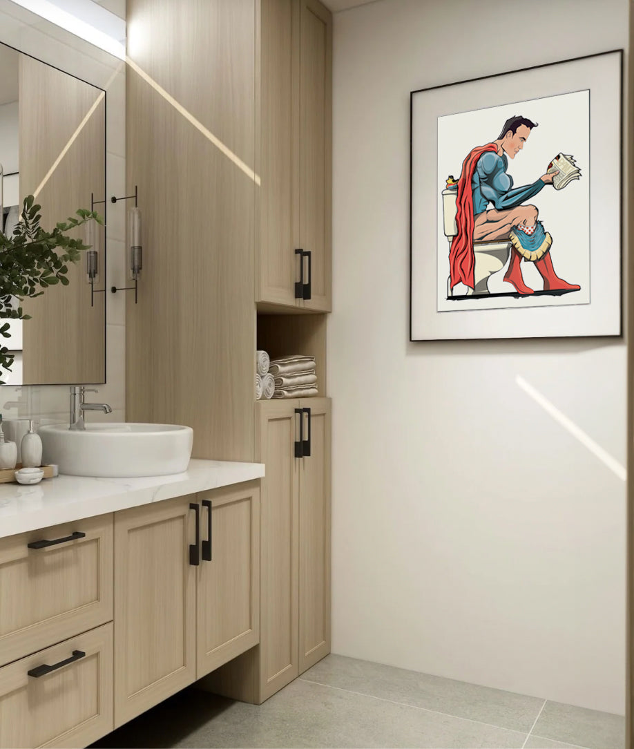 Superman on the toilet Bathroom Poster - wyatt9.com