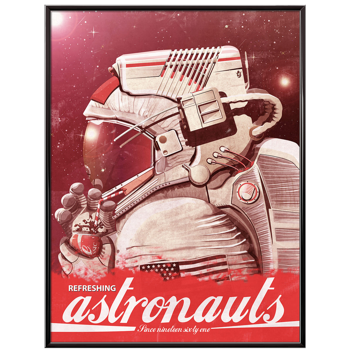 Space Astronaut drinking Coke, funny bathroom poster - wyatt9.com