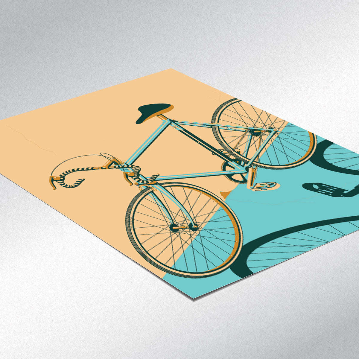 Blue Bicycle Isometric Cycling Poster - wyatt9.com