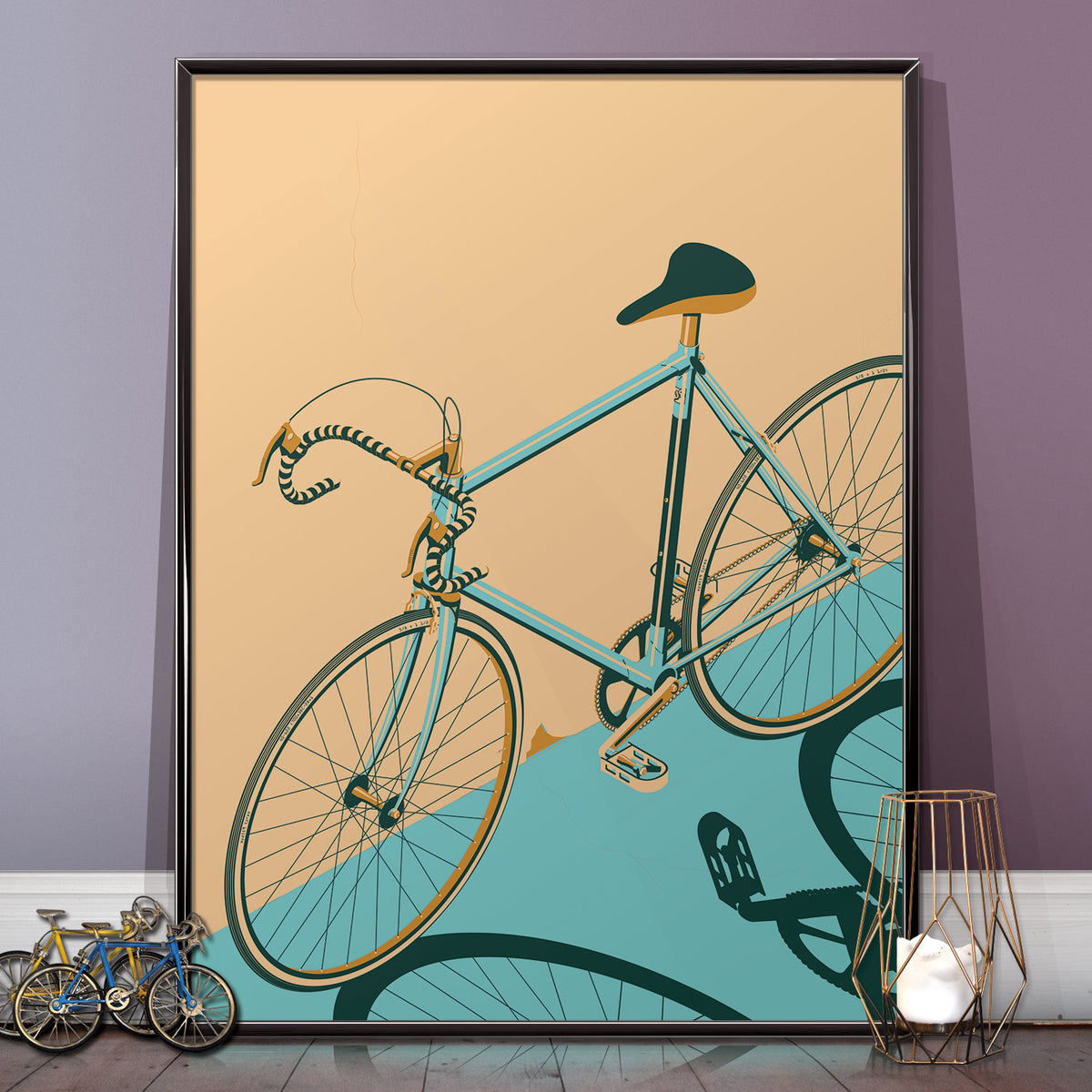 Blue Bicycle Isometric Cycling Poster - wyatt9.com
